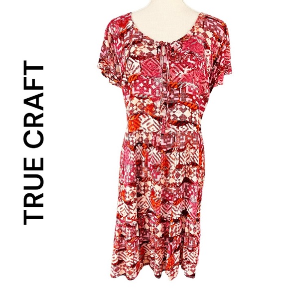 True Craft | Dresses | True Craft Womens Red Orange Flutter Sleeve ...